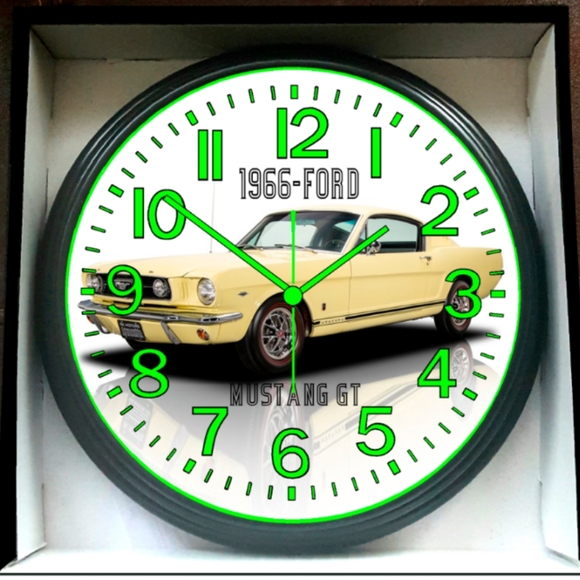 Wall Decor | 1966 Ford Mustang Gt Glow In The Dark Wall Clock New ...